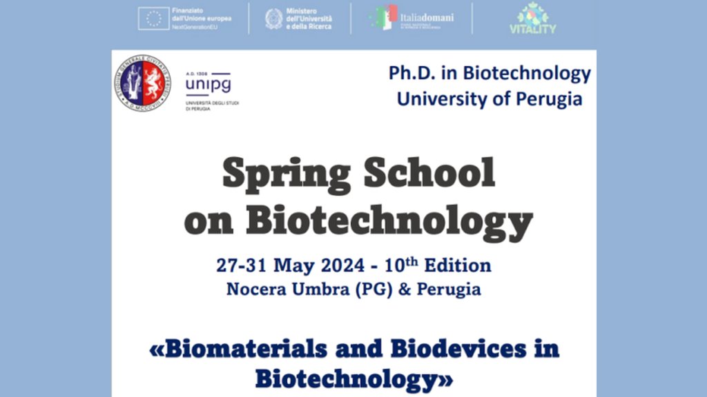27-31 maggio 2024 Spring School on Biotechnology - Vitality